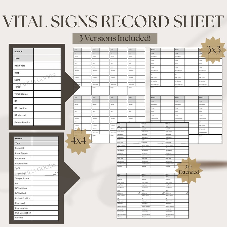 Vital Sign Log | Vital Sign Sheet | Vital Sign Report Sheet | RN Report ...