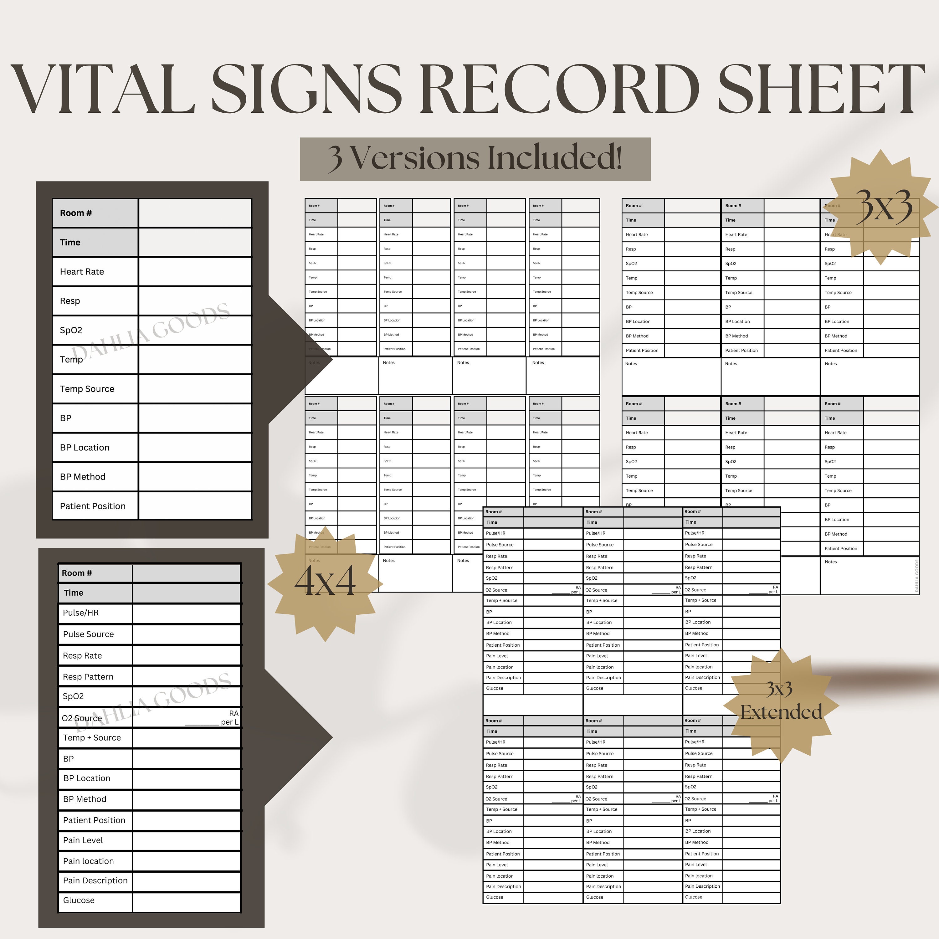 Vital Sign Log | Vital Sign Sheet | Vital Sign Report Sheet | RN Report ...