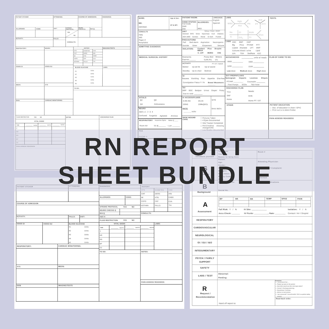 Report Sheet Bundle, Nursing Report Sheets, Nursing Report Sheet Bundle ...
