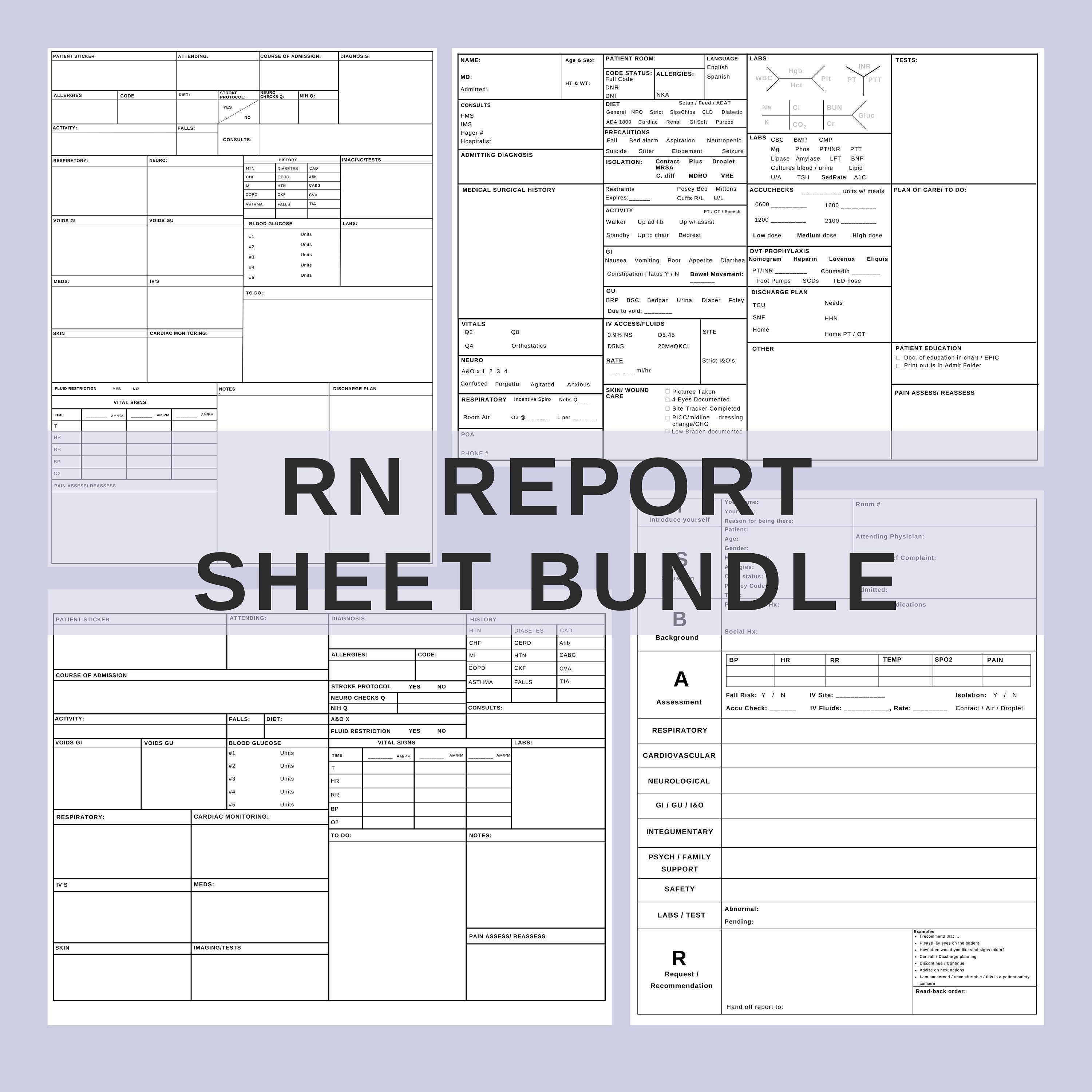 Report Sheet Bundle, Nursing Report Sheets, Nursing Report Sheet Bundle ...