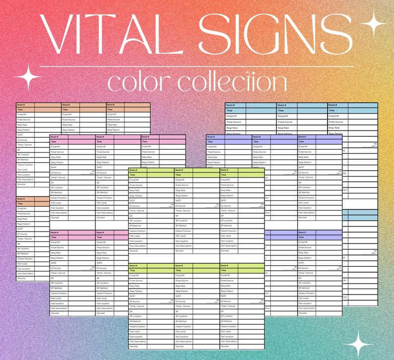 Vital Sign Log | Multicolored Vital Sign Sheet | Vital Sign Report ...