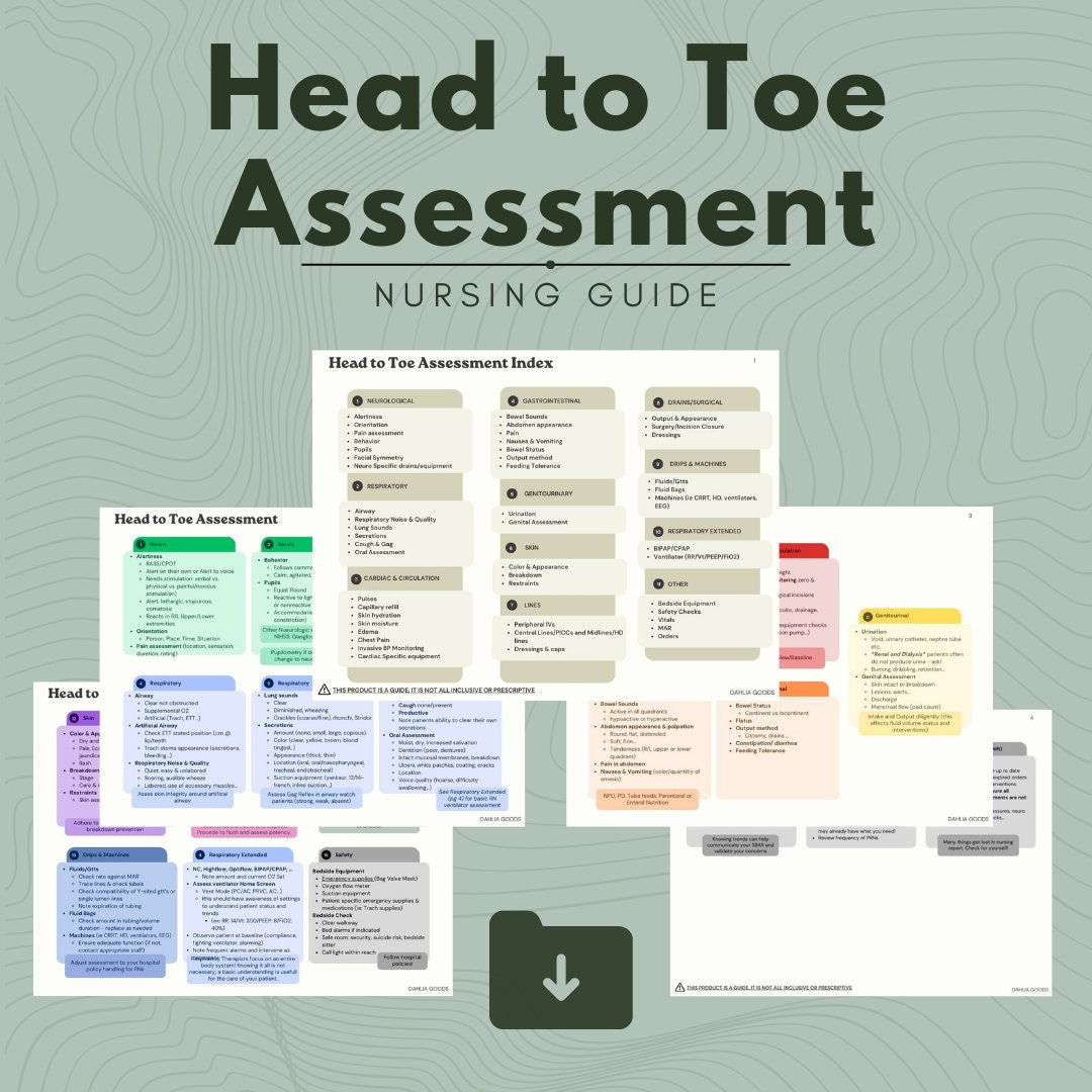 Head to Toe Assessment| Nursing Assessment |nursing Study Guide|icu ...