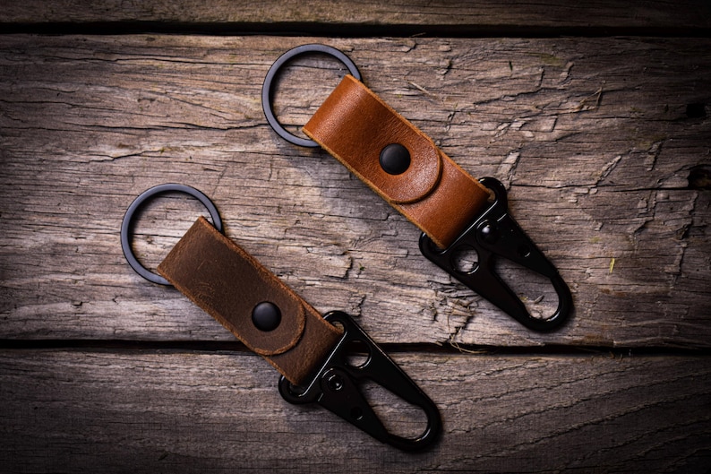 Keychain With Leather, Leather Keychain, Key Fob, Leather Strap ...