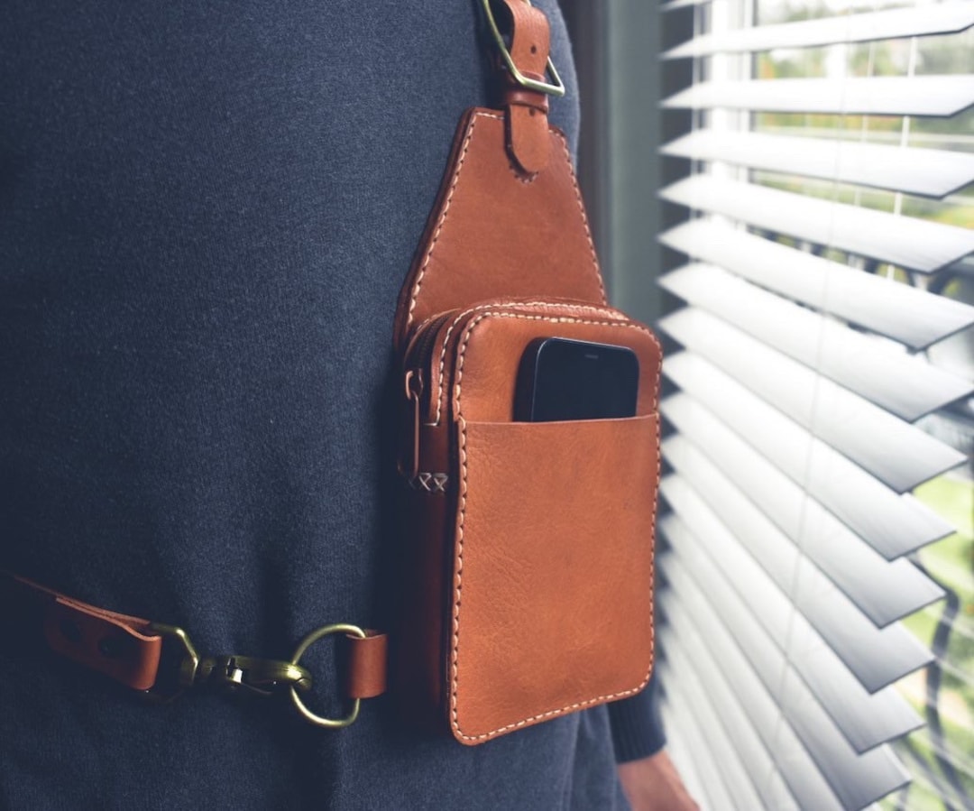 Handstitched Leather Crossbody Chest Bag - Etsy