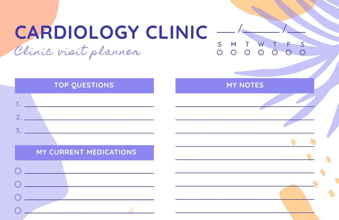 To Do List Pages, Clinic Visit Organizer- Cardiology, Nephrology ...