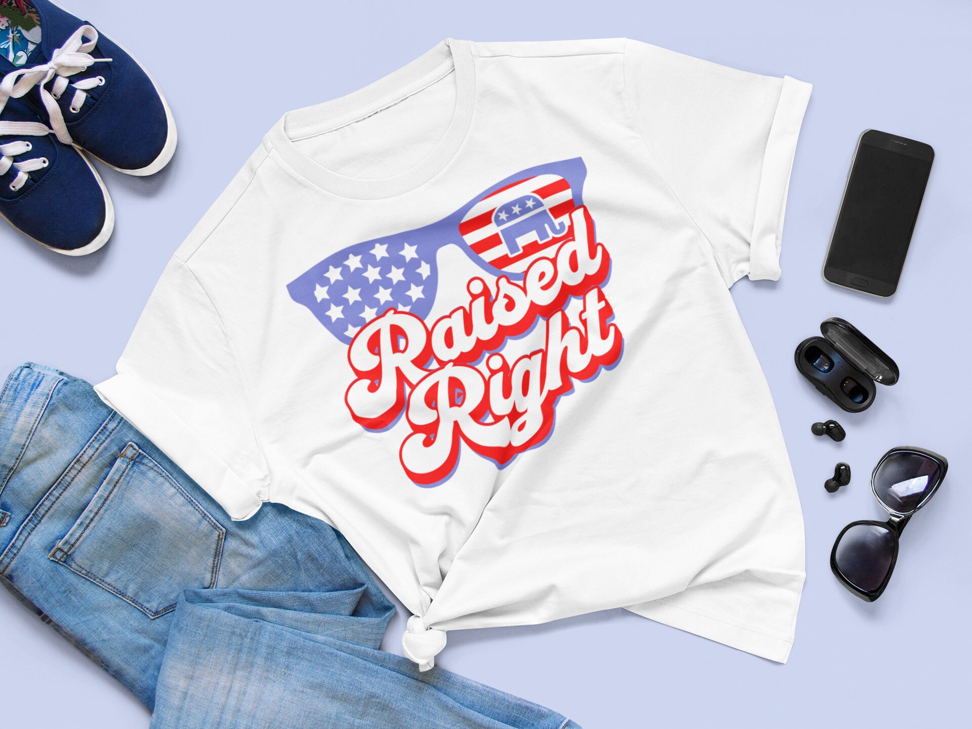 Groovy Republican Raised Right Shirt for Conservative Retro Republican ...