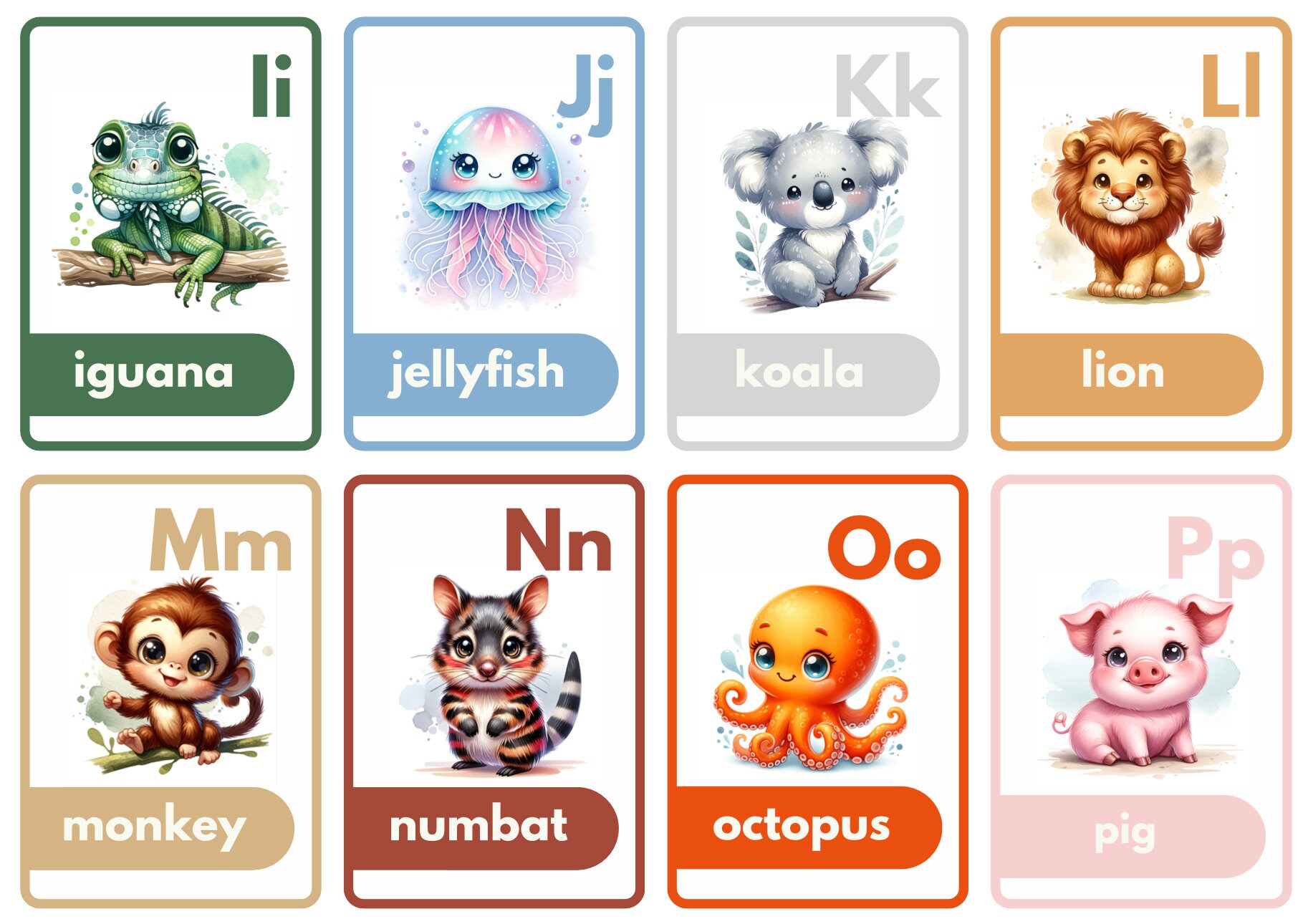 Animal Alphabet: Digital Flashcards - Etsy