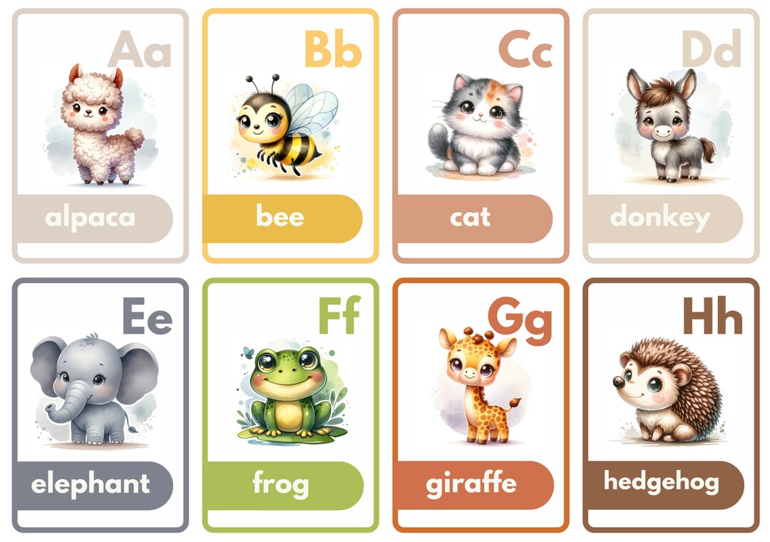 Animal Alphabet: Digital Flashcards - Etsy