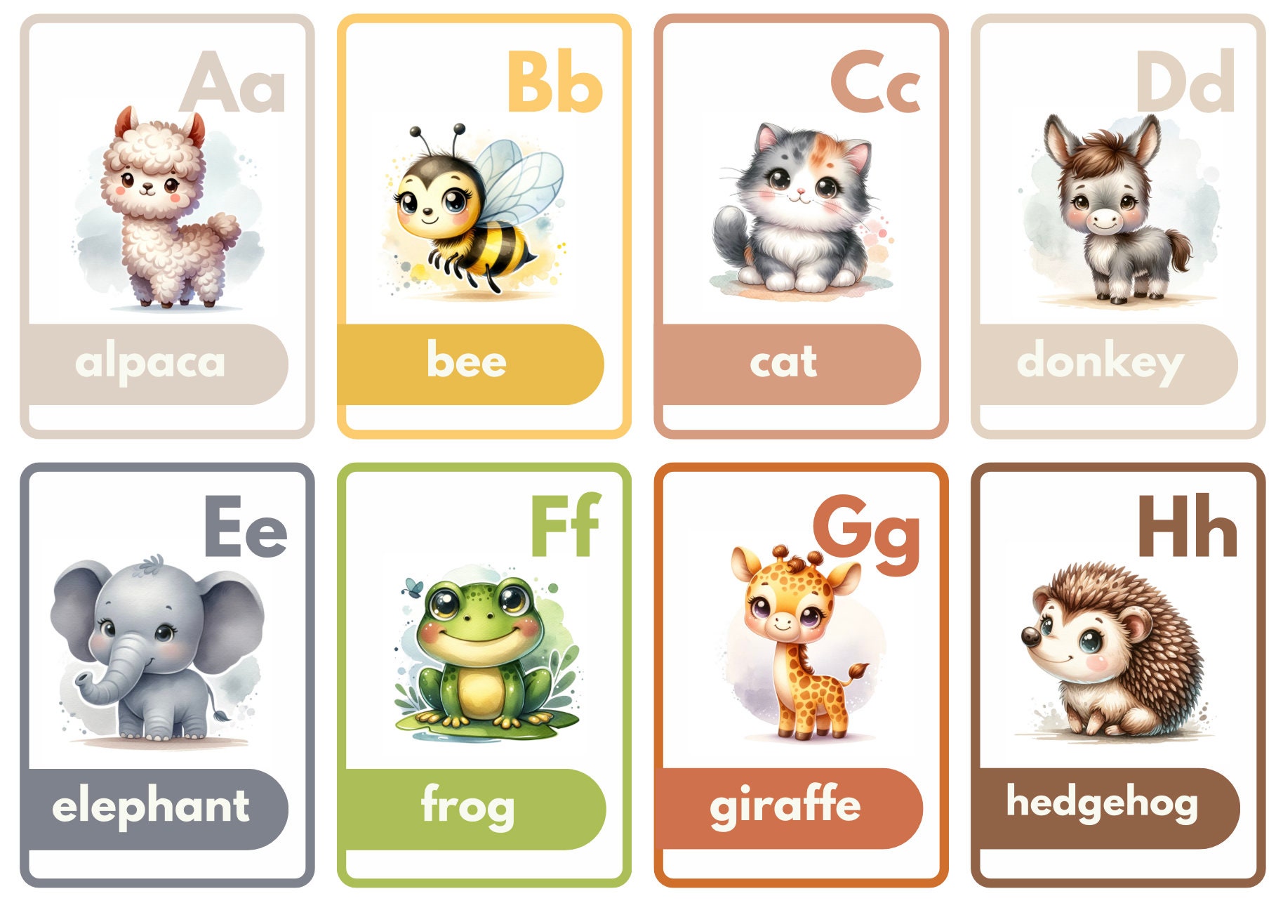 Animal Alphabet: Digital Flashcards - Etsy