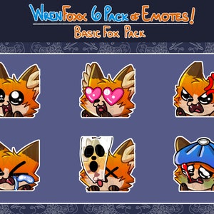 Twitch Emotes - 6 Cute Fox Emotes for Twitch and Discord - Basic Pack ...