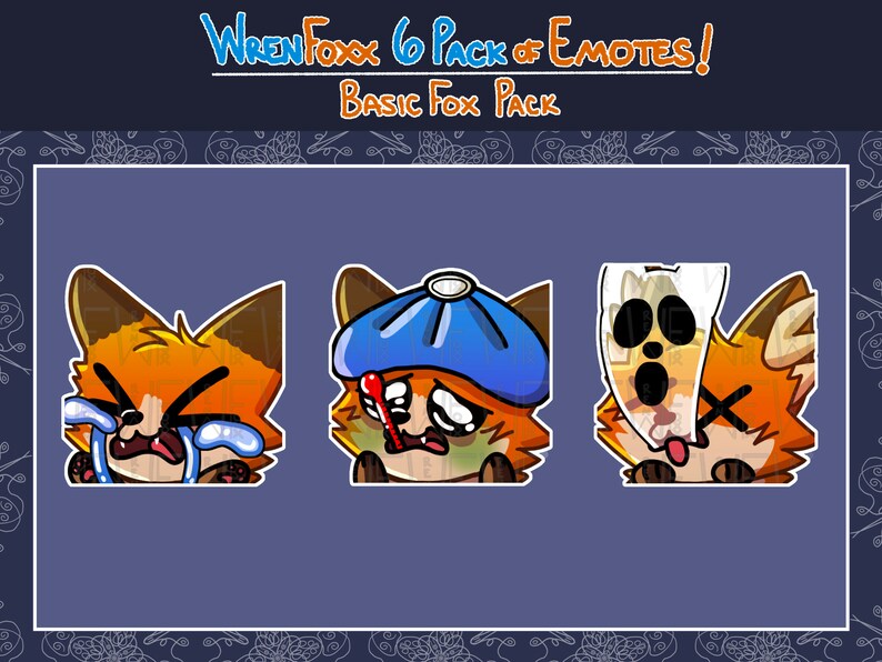 Twitch Emotes - 6 Cute Fox Emotes for Twitch and Discord - Basic Pack ...