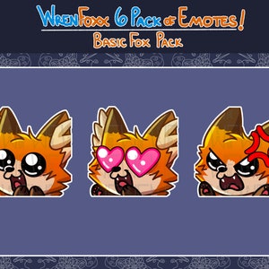 Twitch Emotes - 6 Cute Fox Emotes for Twitch and Discord - Basic Pack ...