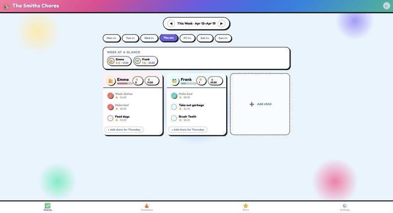 Family Chore Chart App — Digital, Kids Chores Tracker, Stars ...