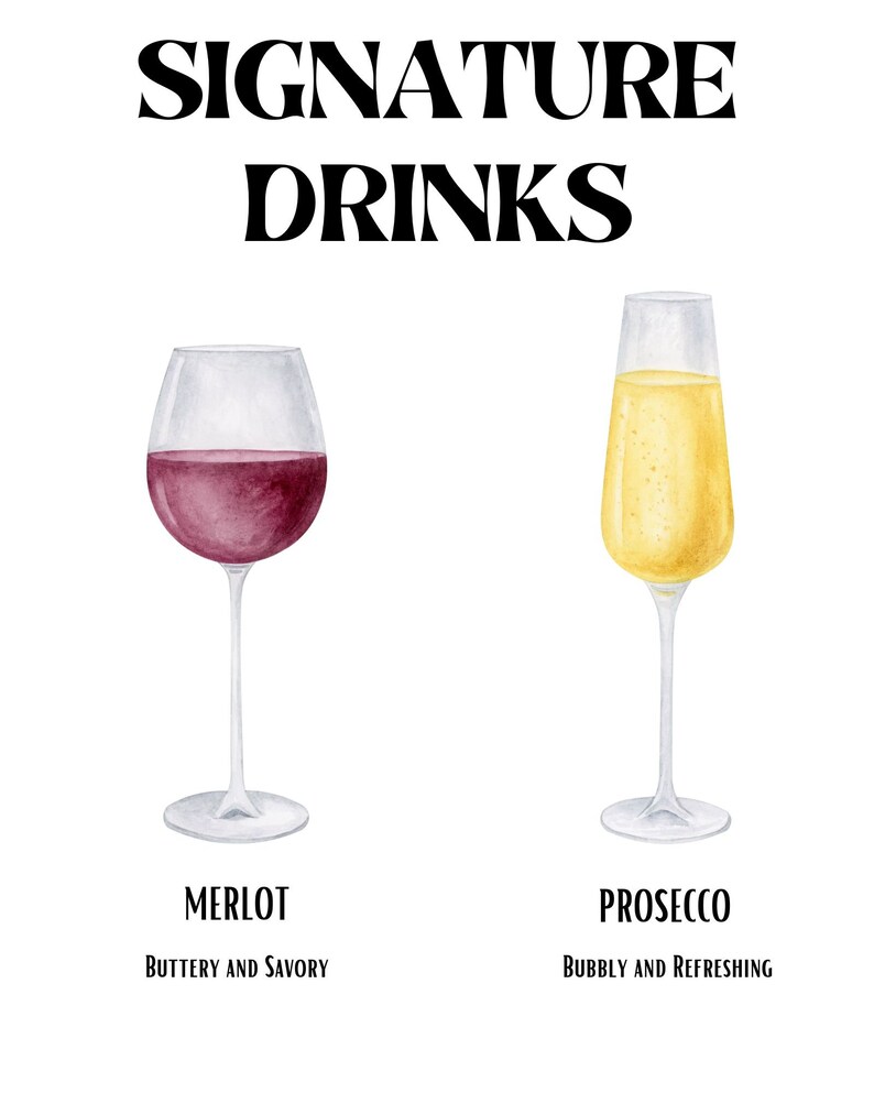 Signature Drink Signs, Signature Cocktail Cards - Etsy