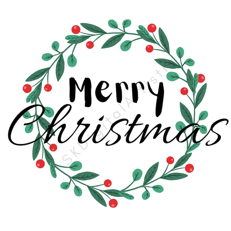Merry Christmas Printable Wall Decor - Etsy