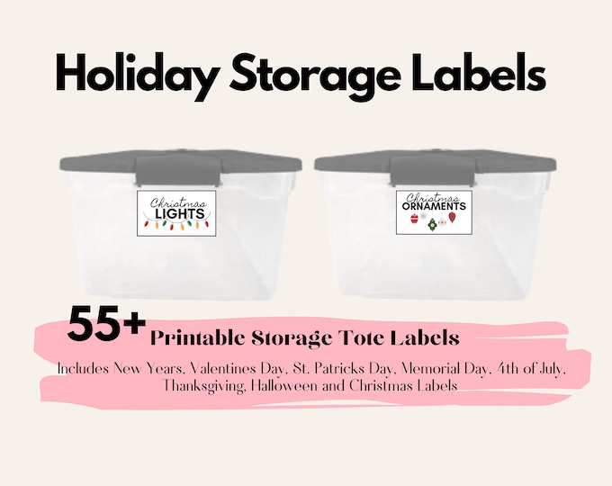 Christmas Storage Bin Decal, Container Labels, Christmas Storage Decal ...
