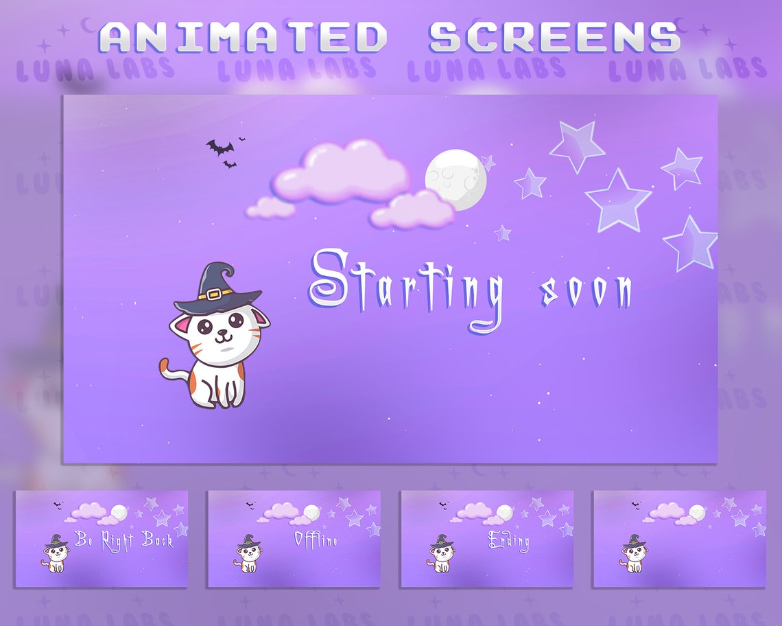 Halloween Kitten Stream Package Twitch Overlay Animated Screens ...