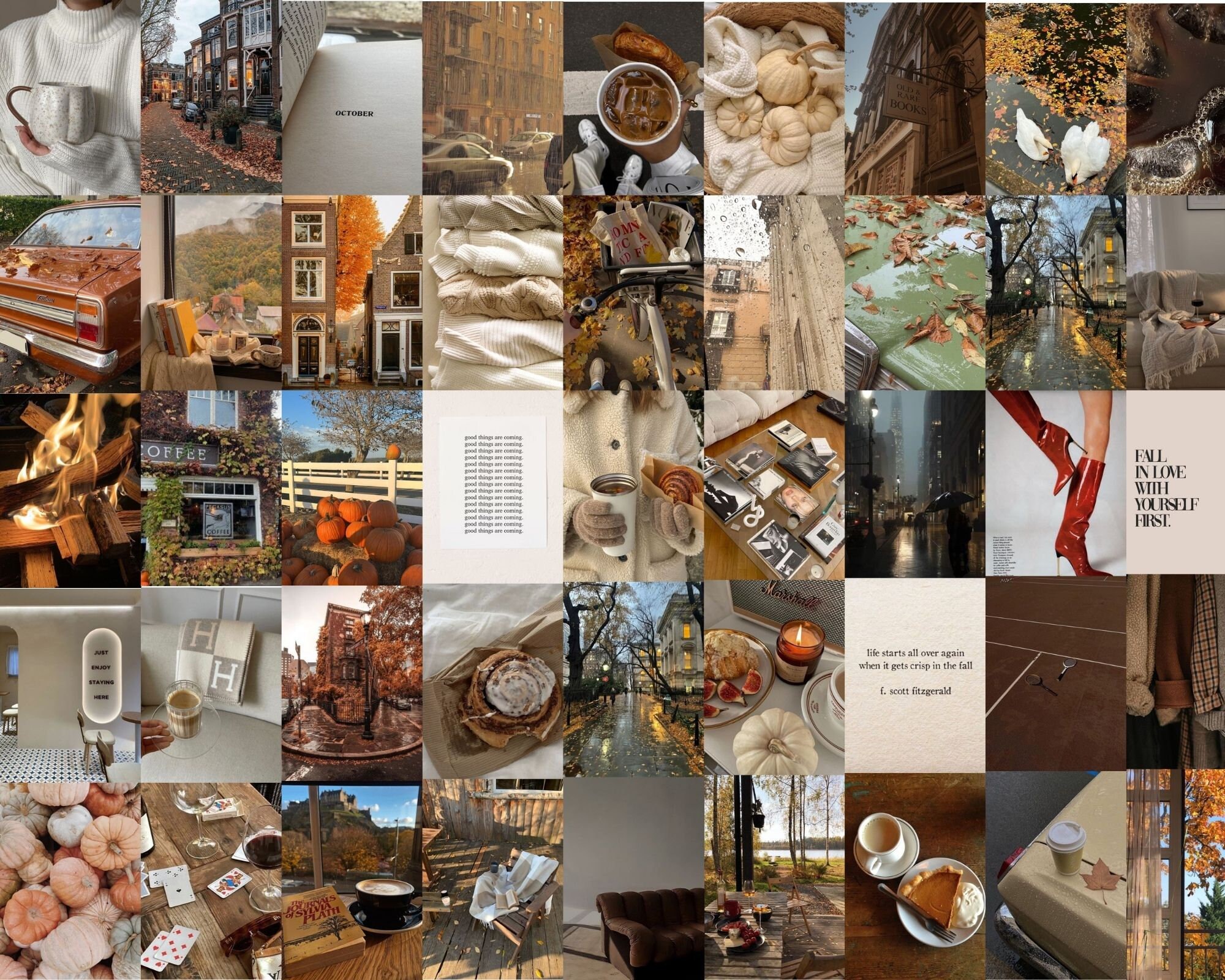 75 Pieces Fall Aesthetic Wall Collage Kit | Neutral Fall | Neutral ...