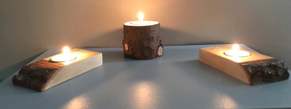 Live Edge Log Tea Light Holder - Etsy