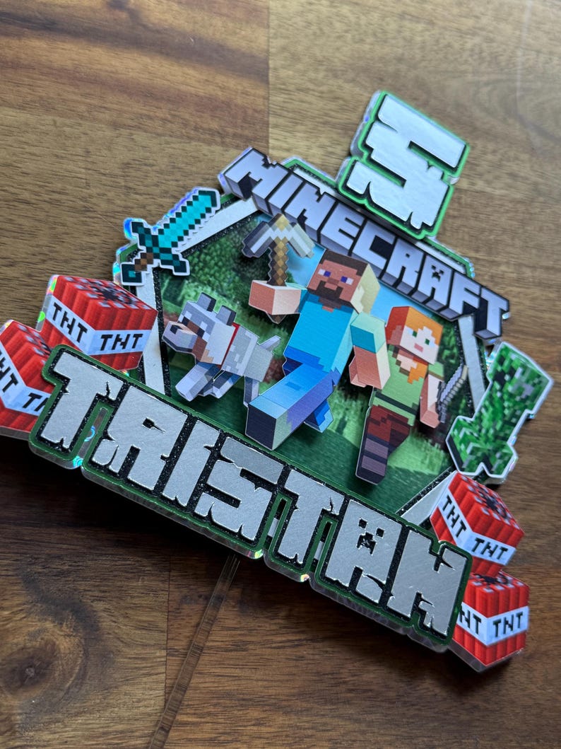 Minecraft Cake Topper - Minecraft Birthday - Minecraft Cake - Boy ...