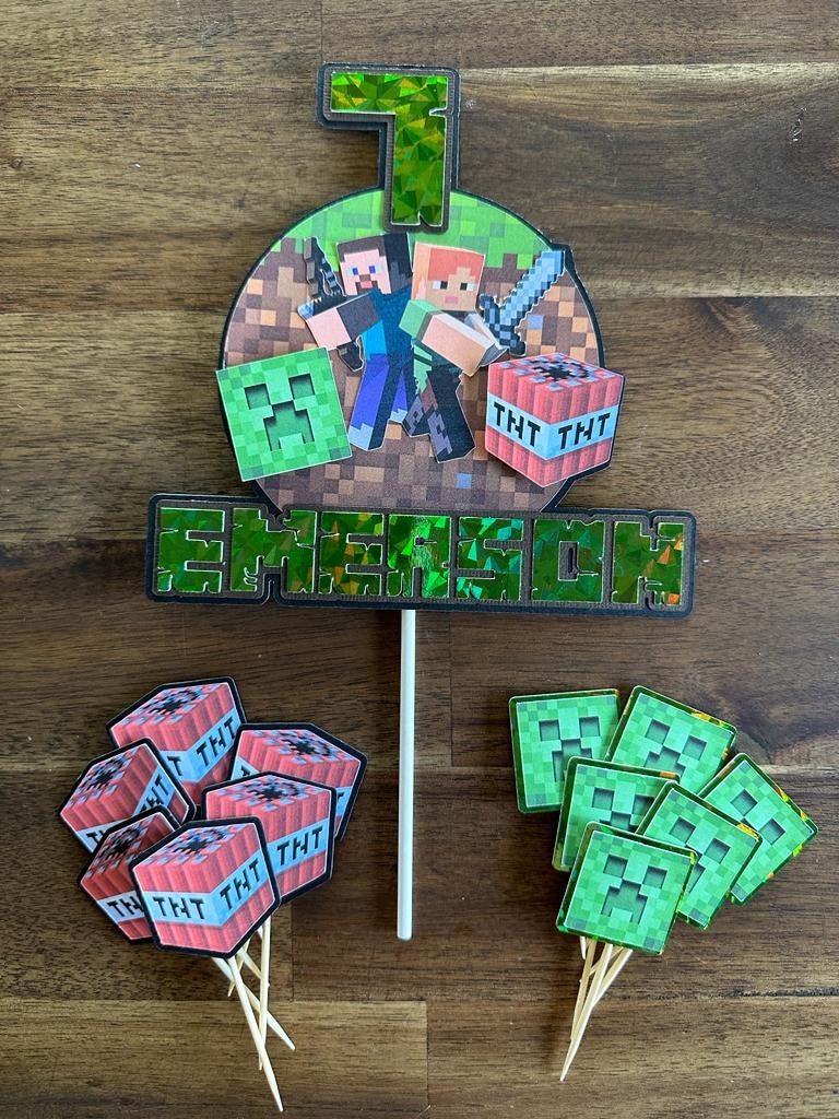 Minecraft Cake Topper Minecraft Birthday Minecraft Cake - Etsy Australia