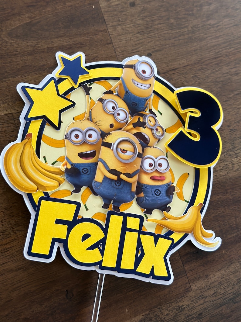 Minions Theme Cake Topper - Minions Theme Birthday - Minions Theme Cake ...