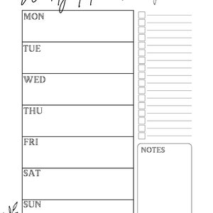 Printable Minimalist Botanical Weekly Planner No Accent Color - Etsy