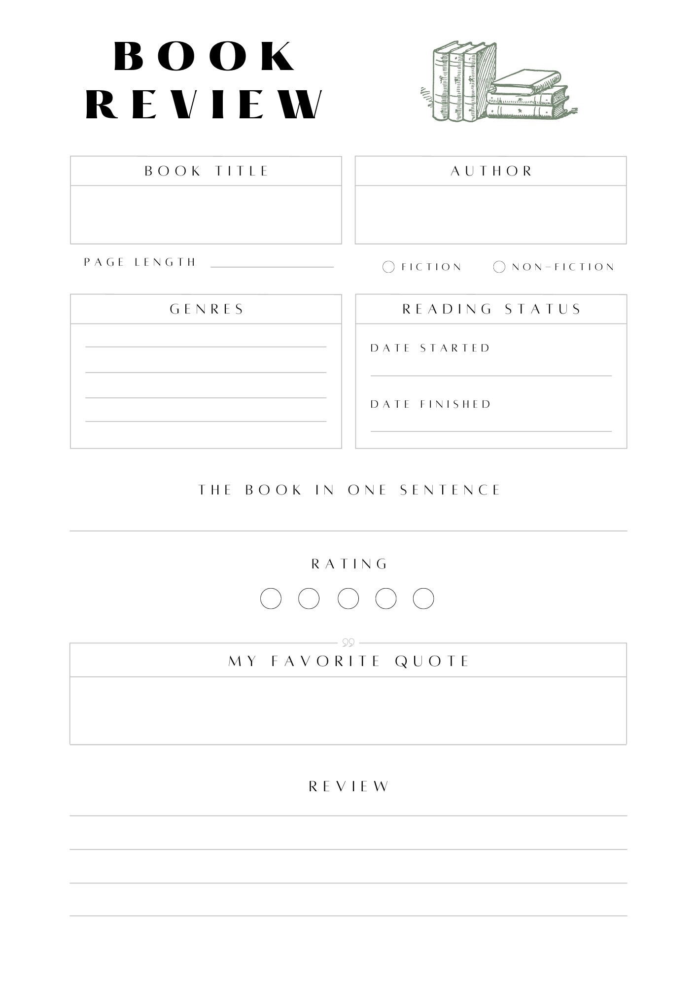 Digital & Printable Book Journal, Reading Journal, Reading List ...