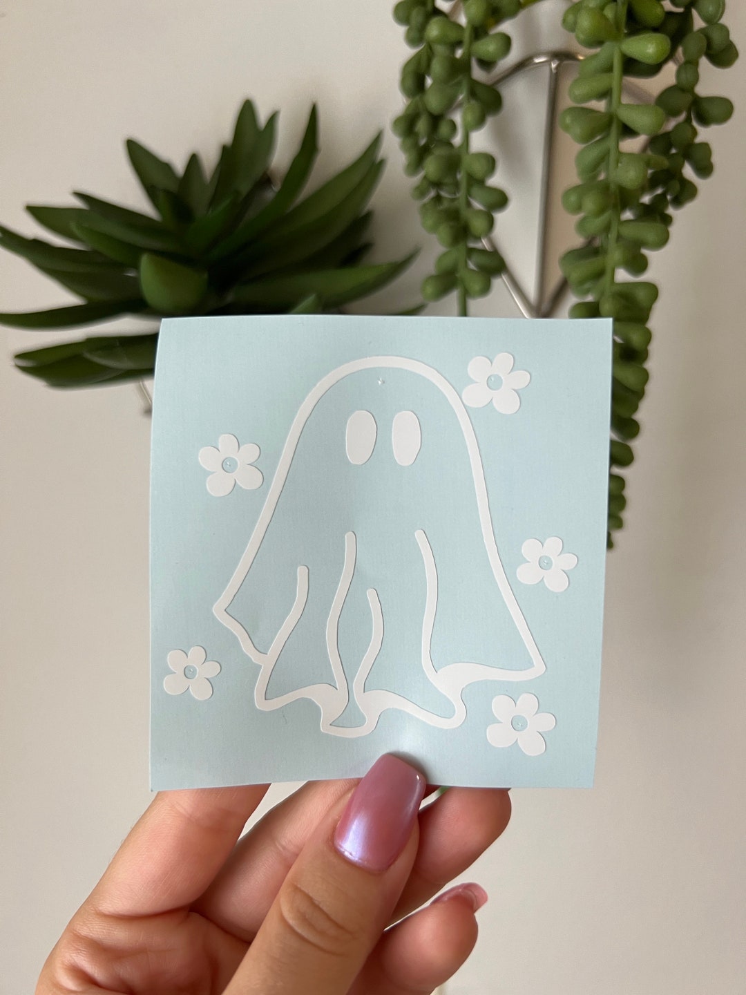Cute Ghost Vinyl Decal Ghost Daisy Sticker Halloween Decals - Etsy