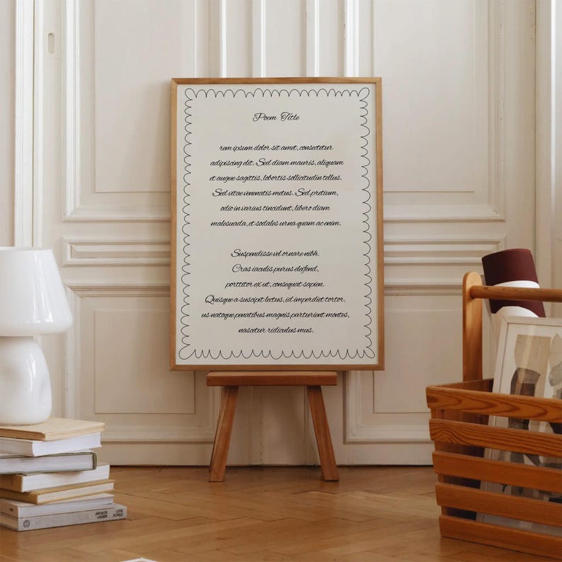 Personalized Poem Print Custom Poetry Wall Art Modern Verse Framed ...