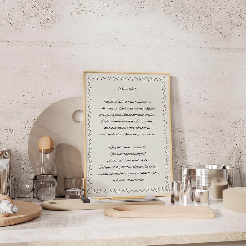 Personalized Poem Print Custom Poetry Wall Art Modern Verse Framed ...