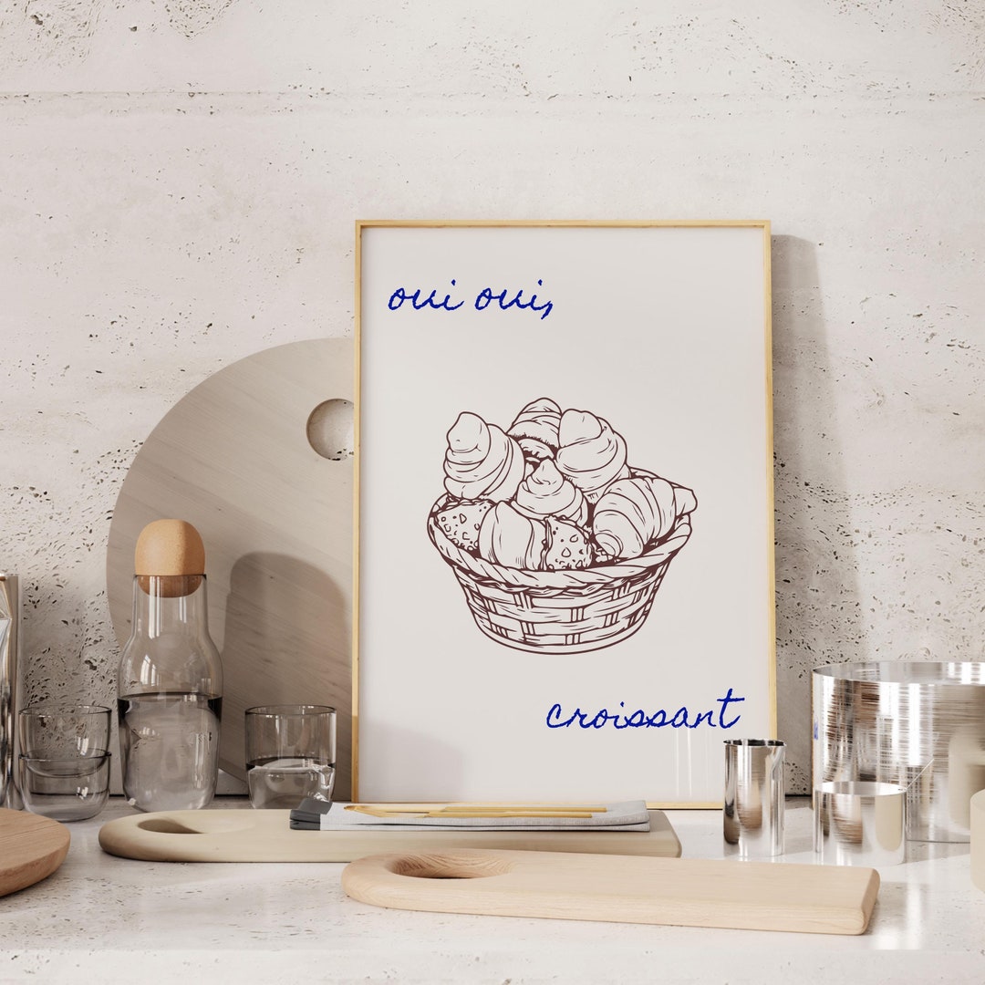 Croissant Wall Art Chic French Kitchen Decor Modern Bakery-inspired ...