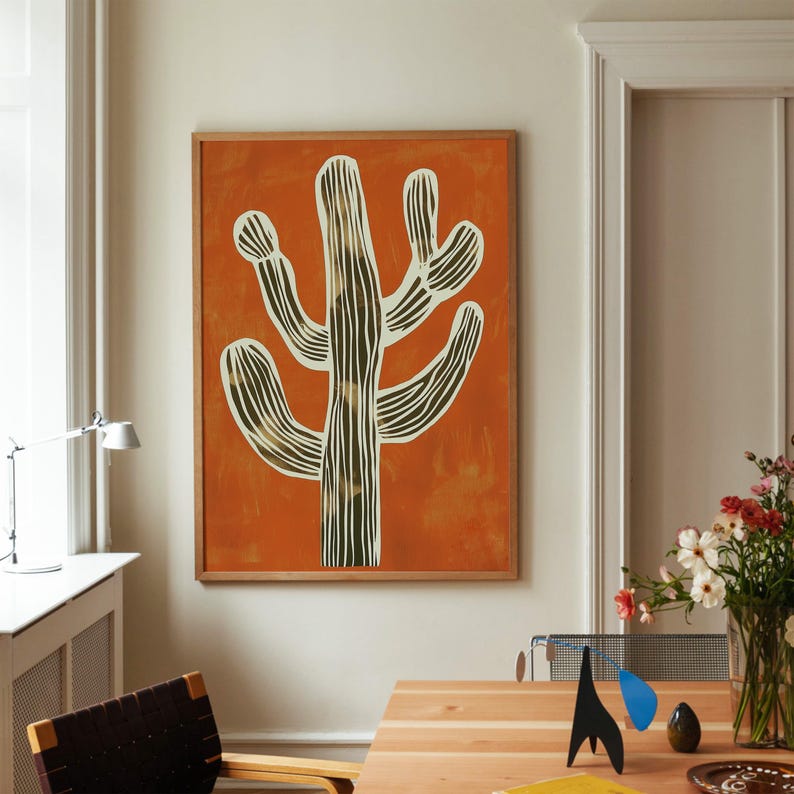 Cactus Wall Art Print – Modern Desert Botanical Poster, Southwestern ...