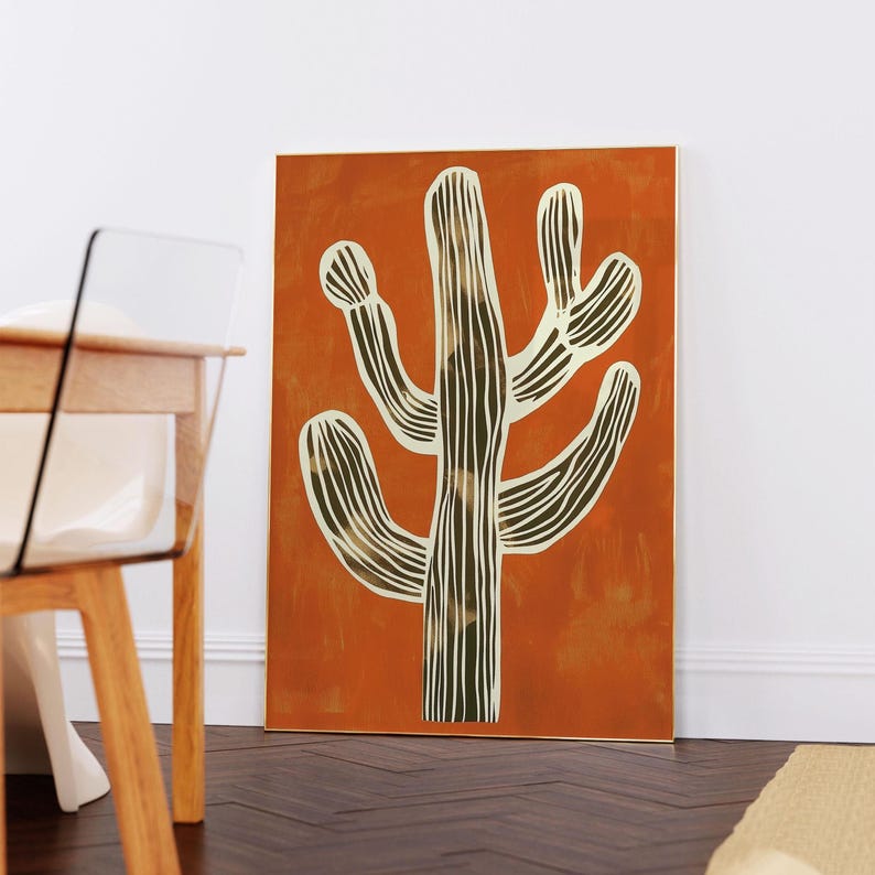 Cactus Wall Art Print – Modern Desert Botanical Poster, Southwestern ...