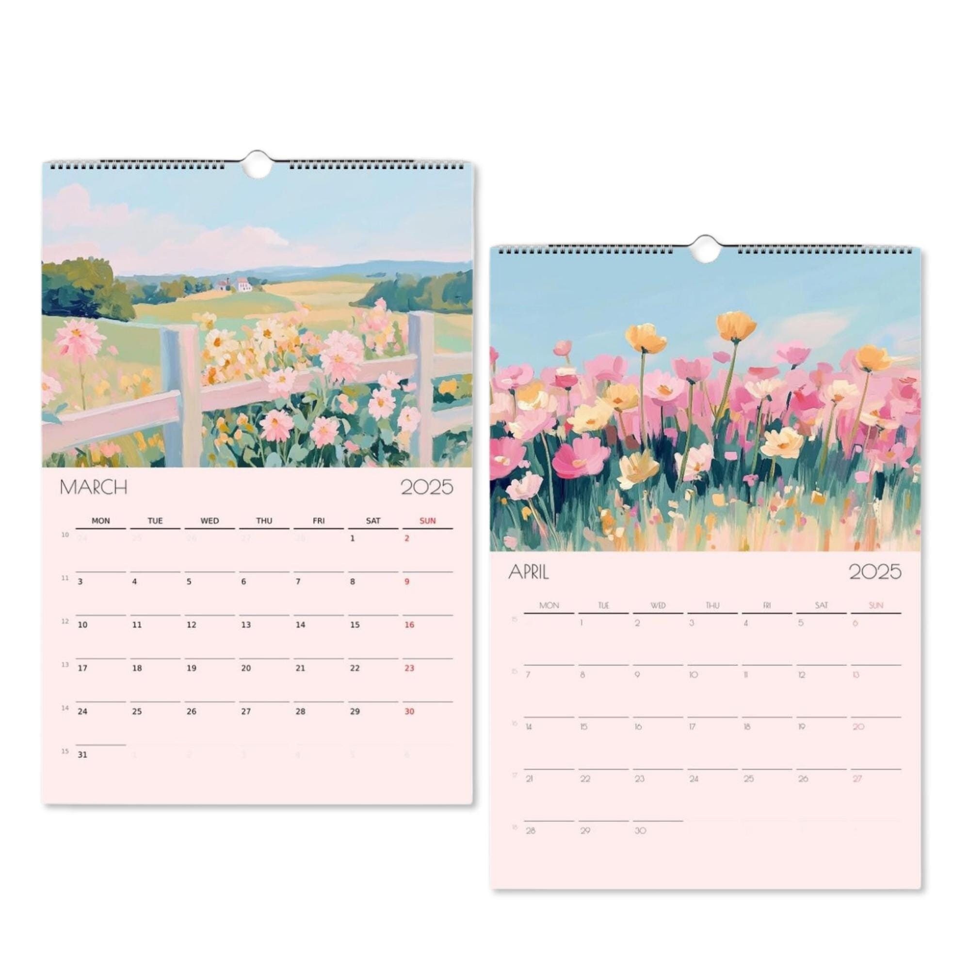 2025 Pastel Wall Calendar Artsy Wall Calendar Watercolor Art Monthly ...