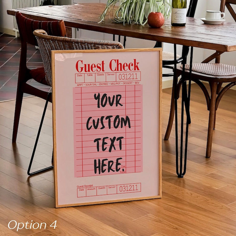 Customize Guest Check Print, Aesthetic Typographic Preppy Posters ...