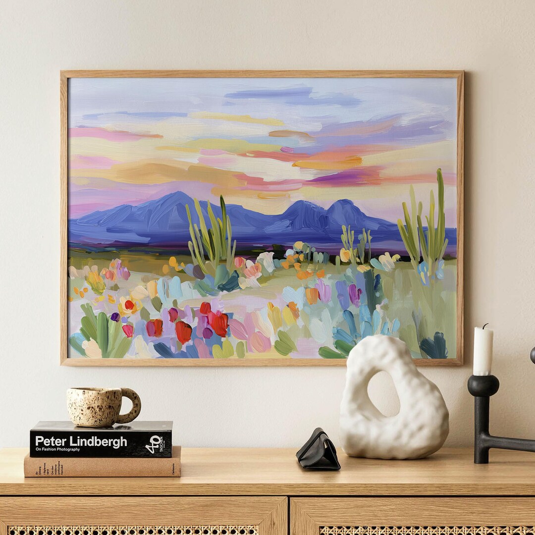 Desert Wildflower Sunset Art Print: Southwest Landscape Painting - Etsy