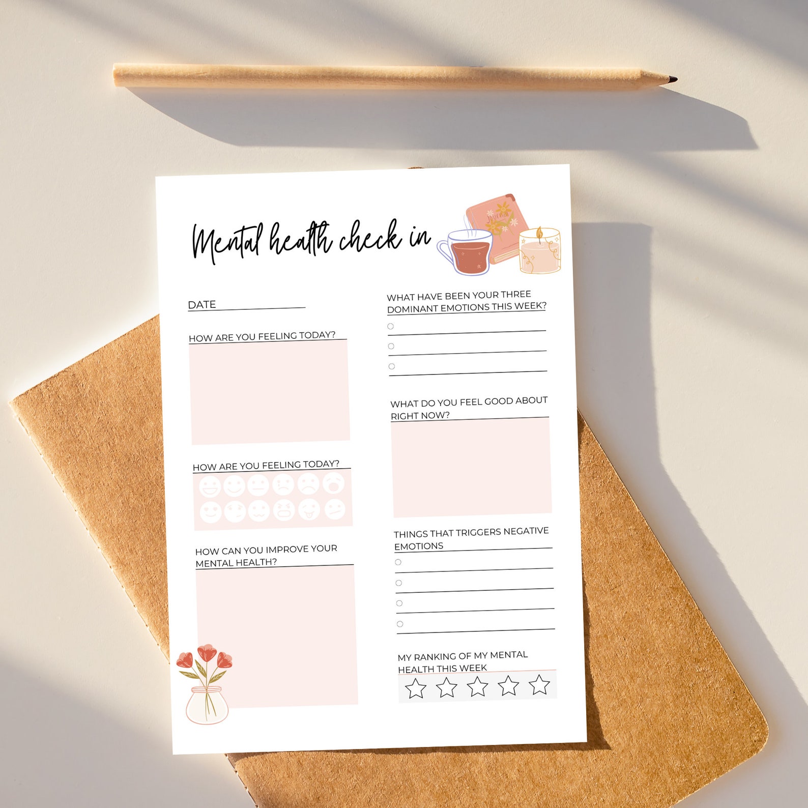 Mental Health Check in Printable INSTANT DOWNLOAD Mental - Etsy