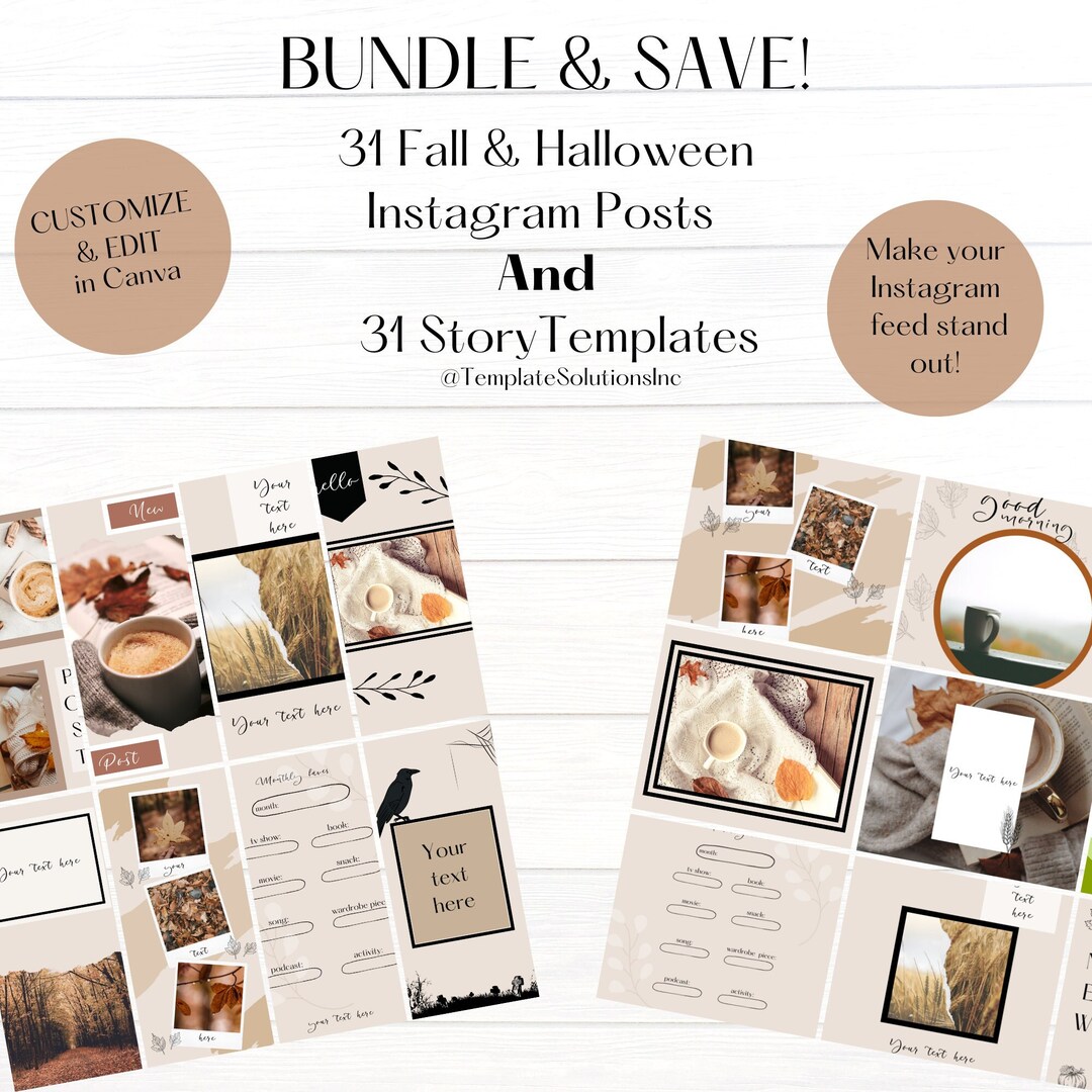 Instagram Story Template, Template Bundle, Stories and Posts, Fall and ...
