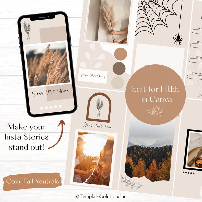 Editable Instagram Story Templates, Fall Story Templates, Editable ...