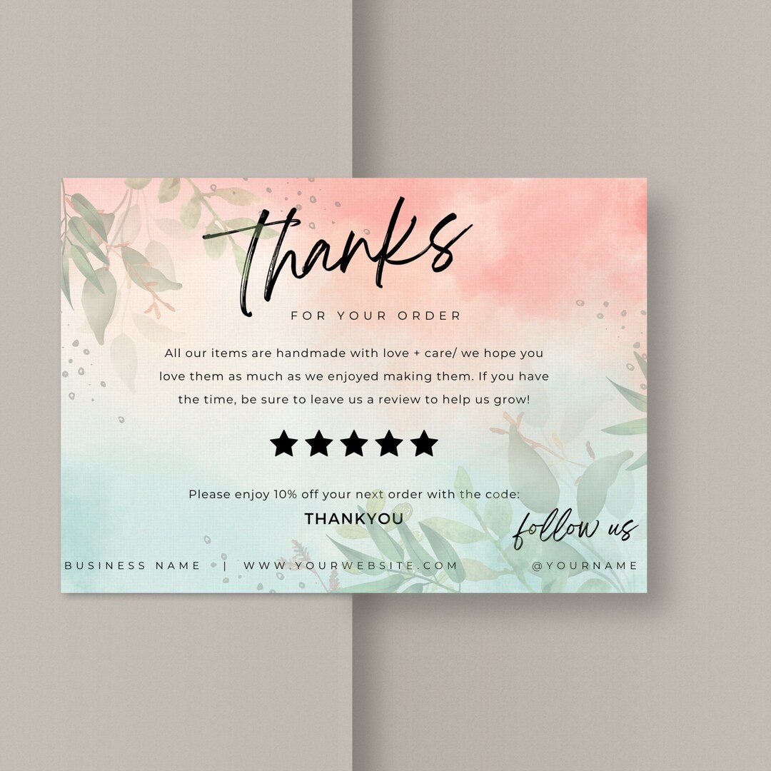 Thank You Card Template, Digital Business Template, Business Supplies ...
