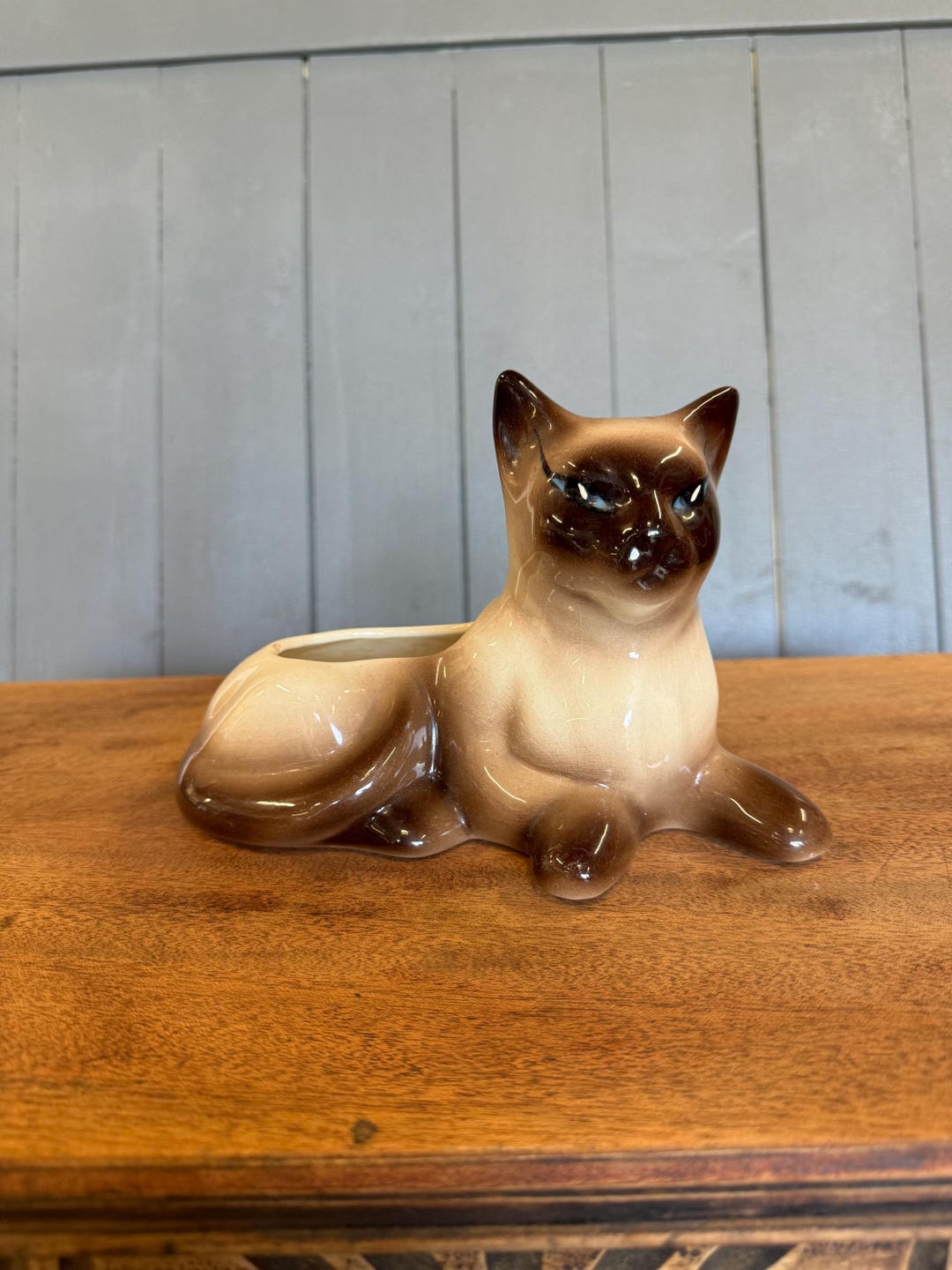 Vintage MCM Ceramic Siamese Cat Planter - Etsy
