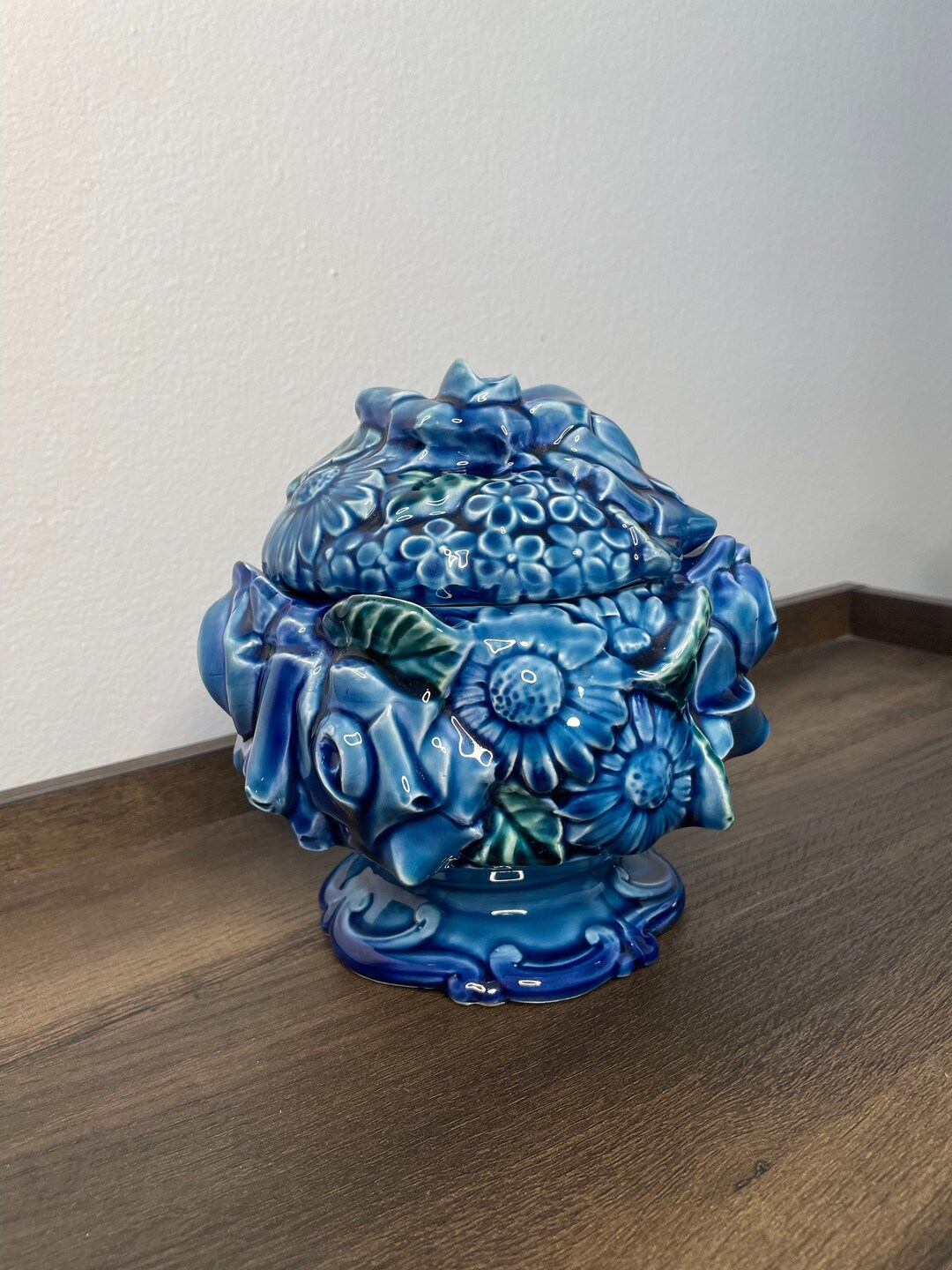 Vintage Blue "mood Indigo" Floral Jar by INARCO - Etsy