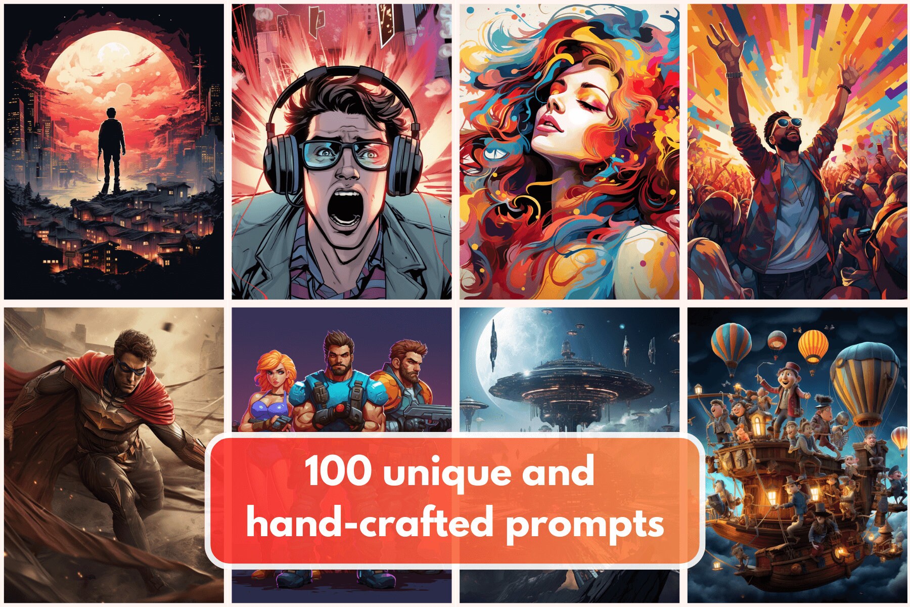 100 Midjourney Prompts AI | Pop Culture Design | AI Art Prompts | POD ...