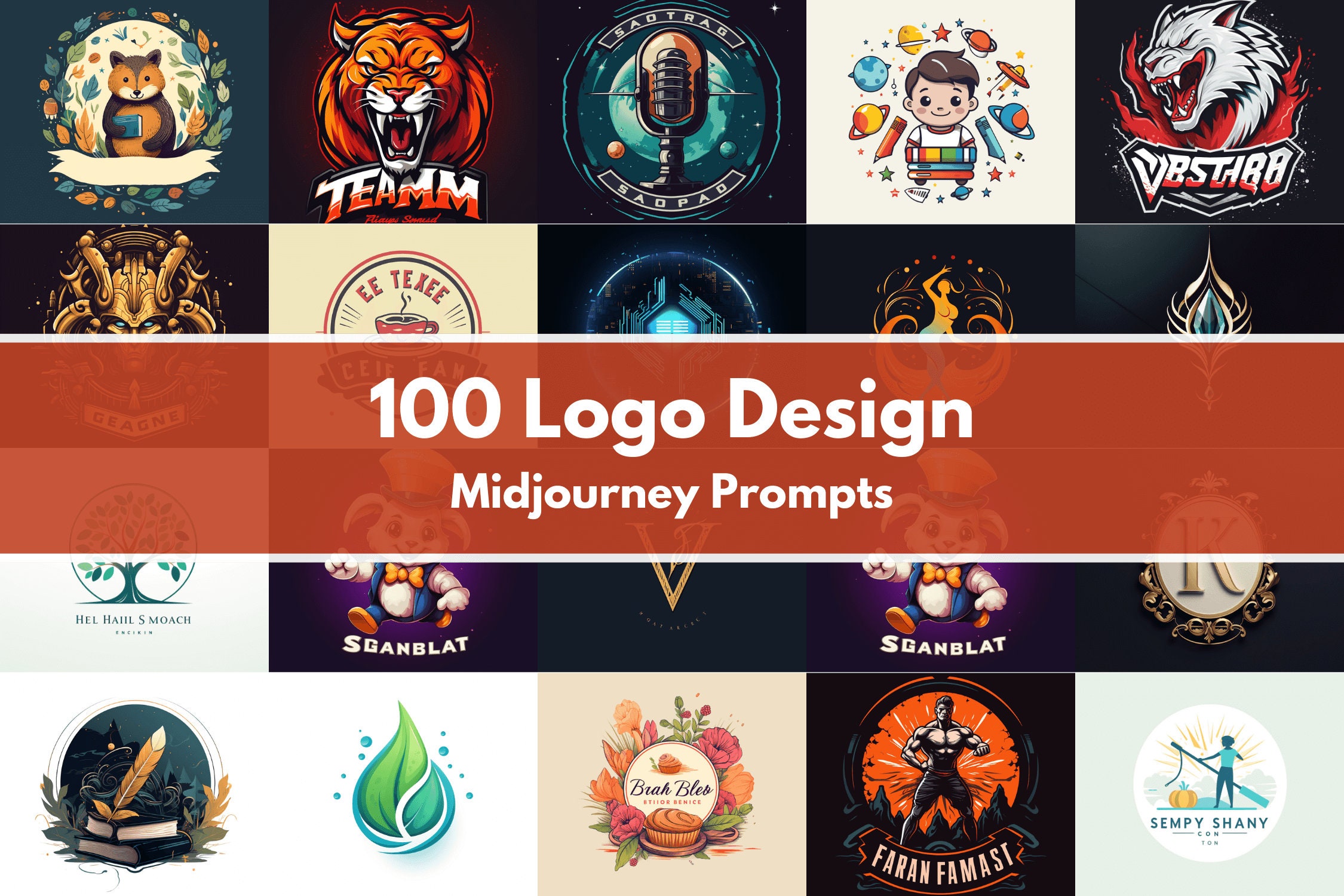 100 Midjourney Logo Design Prompts AI Art Prompts POD Designs Digital ...