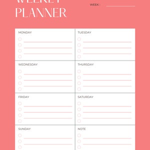 Printable Weekly Pink Planner Digital Download - Etsy