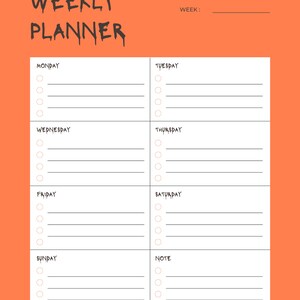 Printable Spooky Weekly Planner Digital Download - Etsy