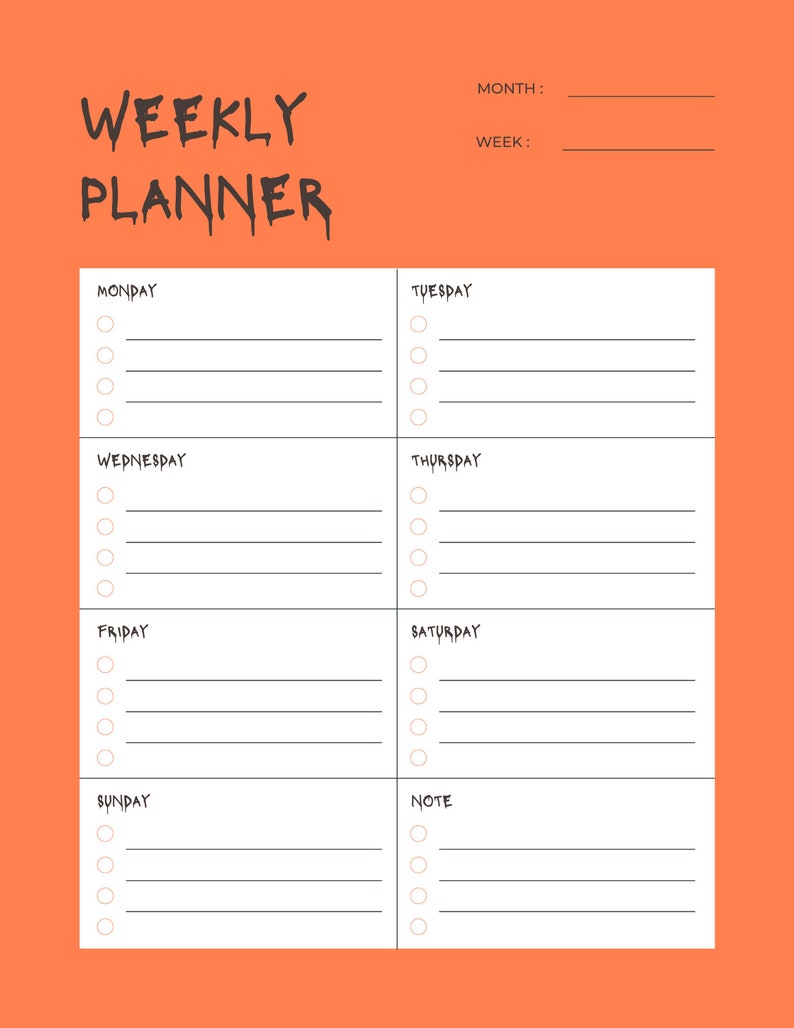Printable Spooky Weekly Planner Digital Download - Etsy