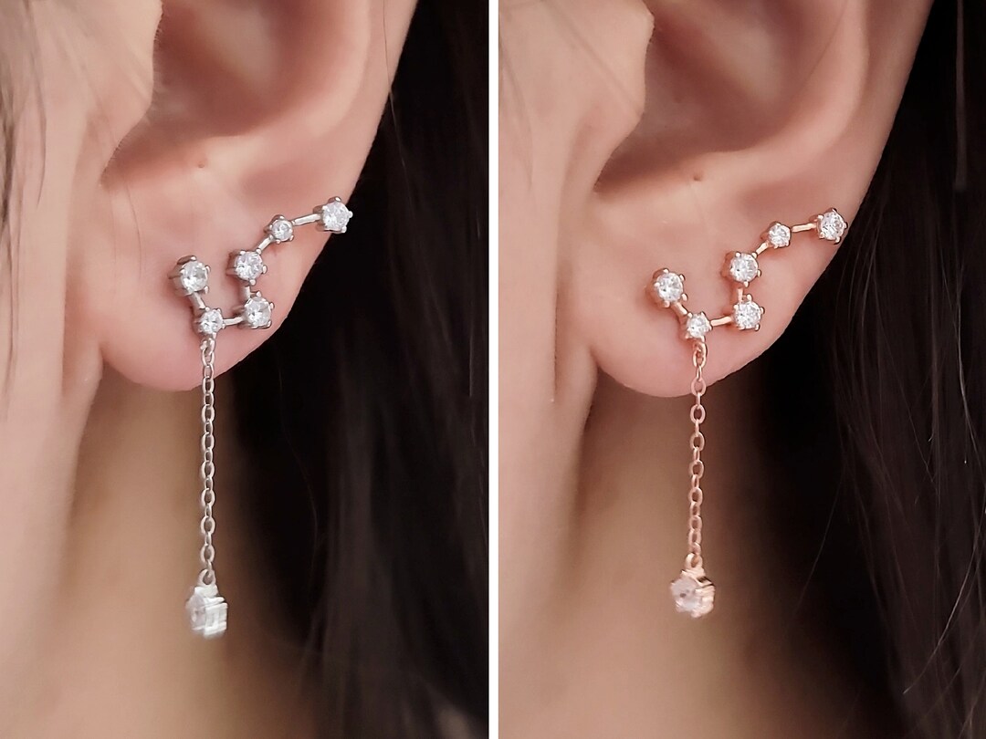S925 Big Dipper Ear Climber/constellation Zodiac North Star Drop ...