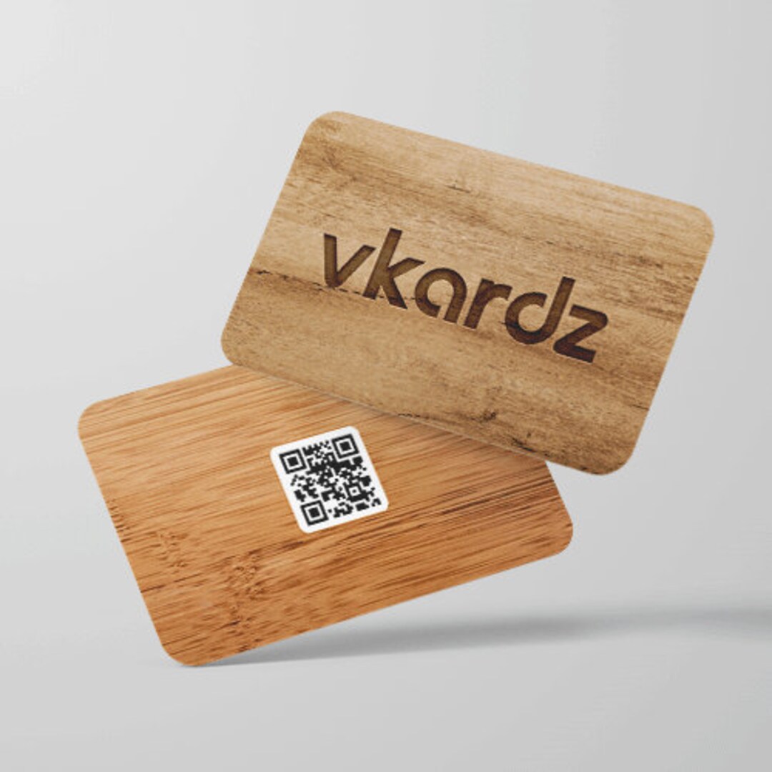 Wooden Business Card - Bamboo Smart Card by Vkardz | Instant Contact ...